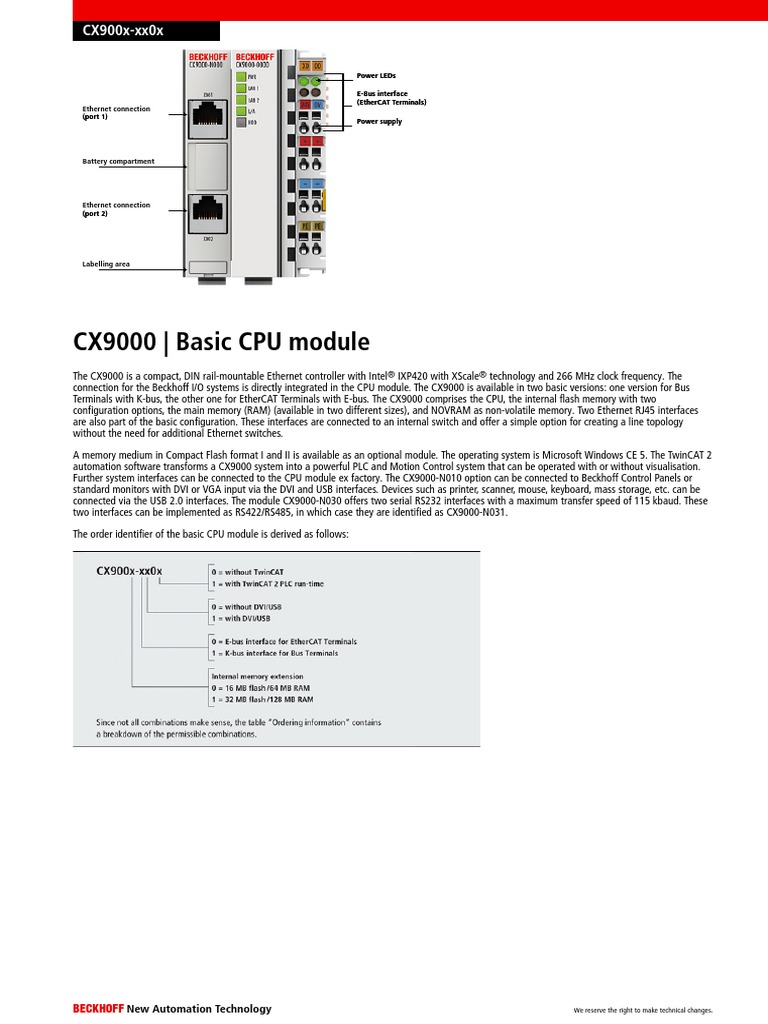 CX9000 - Basic CPU Module: CX900x-xx0x CX900x-xx0x CX900x-xx0x | PDF ...