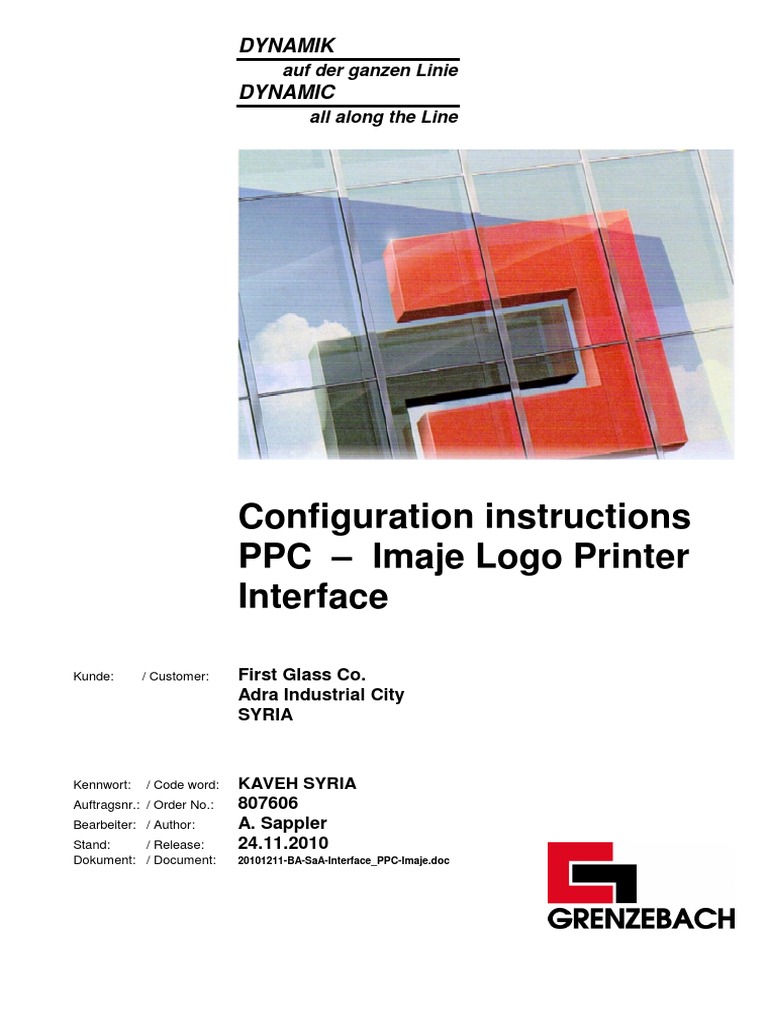 Configuration Instructions PPC - Imaje Logo Printer Interface ...