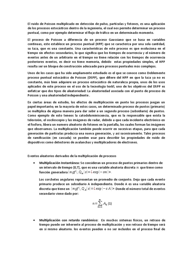 El Ruido de Poisson Multiplicado en Detección de Pulso | PDF | Aleatoriedad | Distribución de veneno