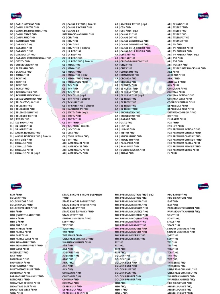 Canales de TV por Cable en HD | PDF | Univision | NBC