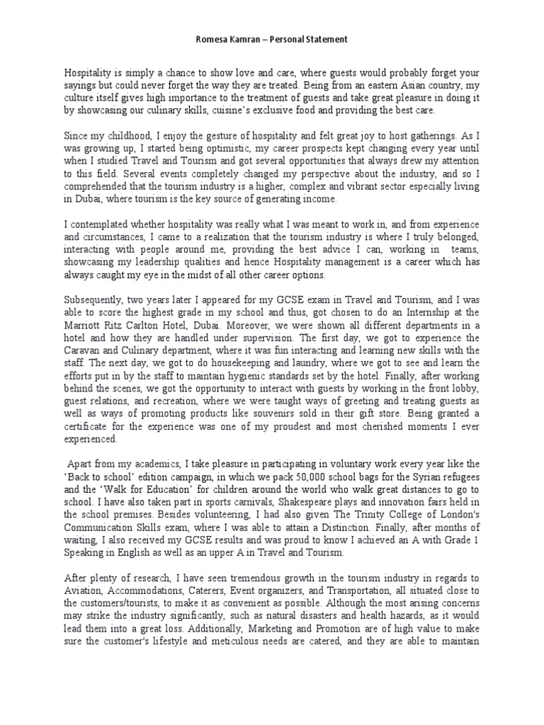 Personal Statement | PDF | Volunteering | Tourism