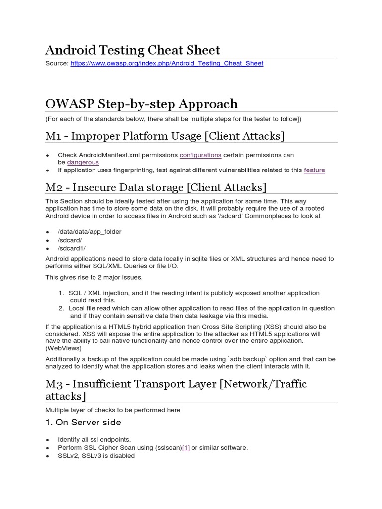 Android Cheat Sheet PDF | PDF | Transport Layer Security | Public Key ...