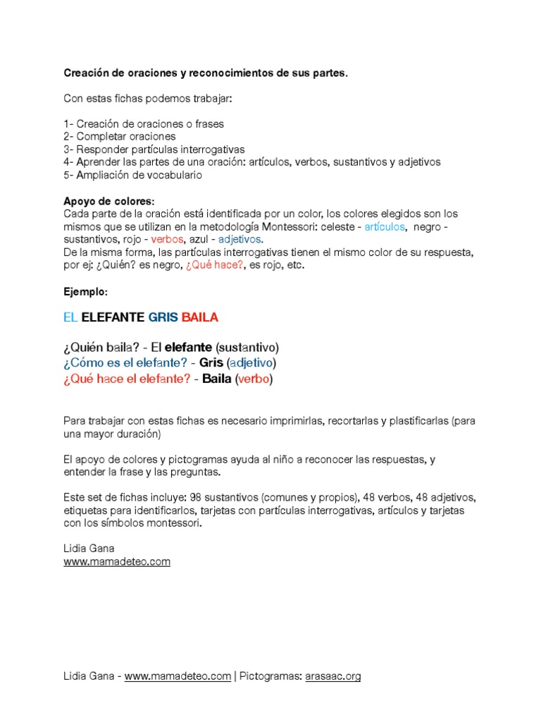 Creamos Oraciones y Reconocemos Sus Partes | PDF | Adjetivo | Alimentos