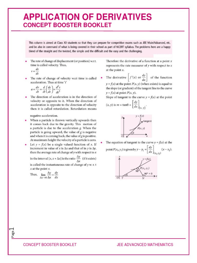 Application of Derivatives - Concept Booster | PDF | Home & Garden