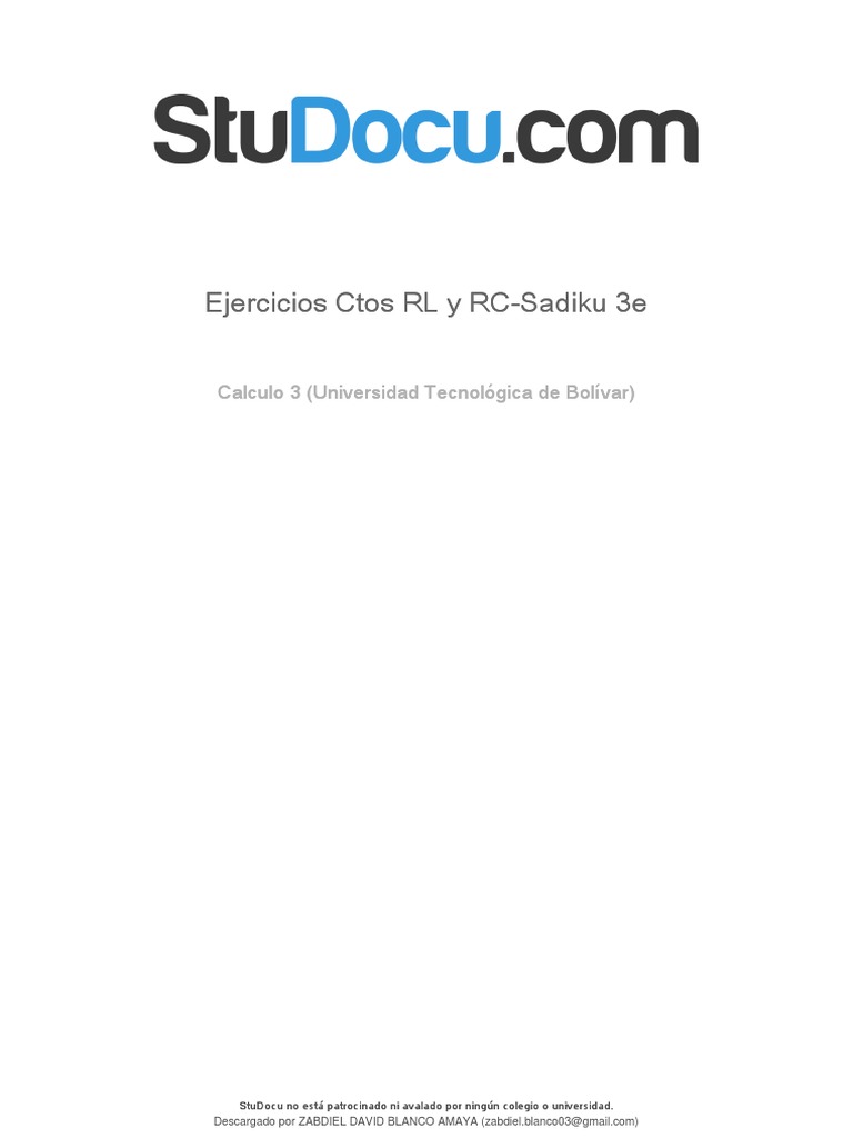 Ejercicios Ctos RL y RC Sadiku 3e | PDF | Condensador | Red eléctrica
