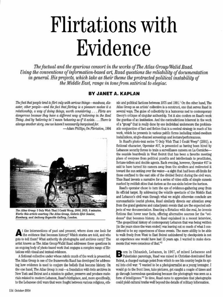 Janet Kaplan - Flirtations With Evidence PDF | PDF | Lebanon