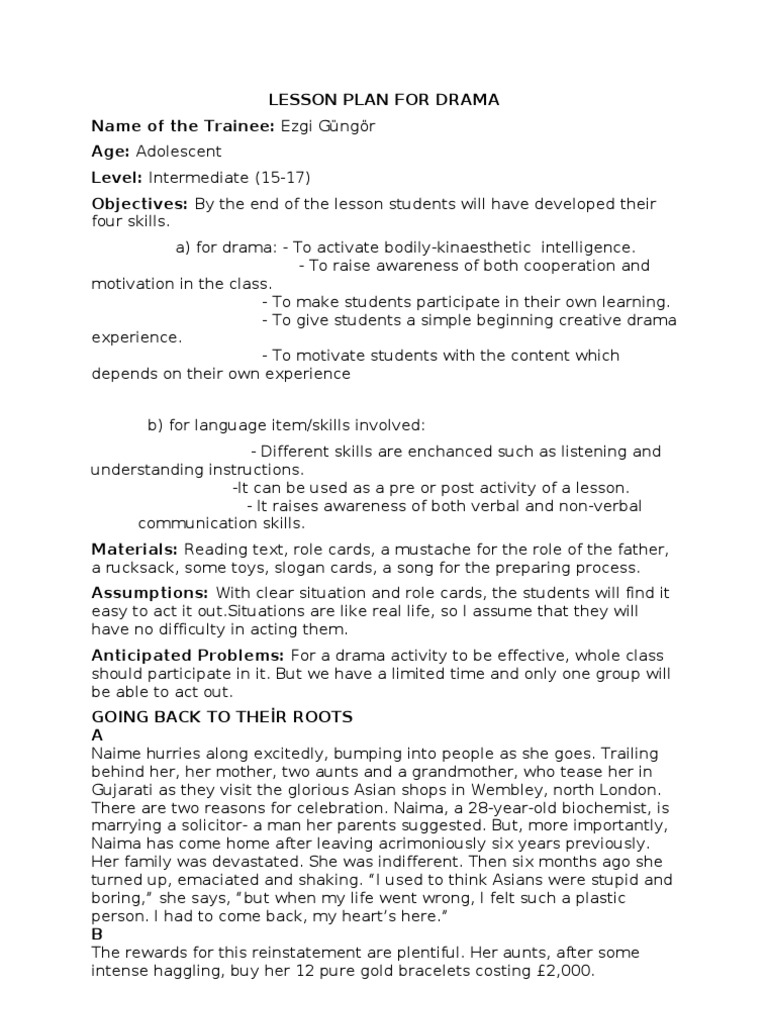 Drama Lesson Plan | PDF | Speed Reading | Reading Comprehension