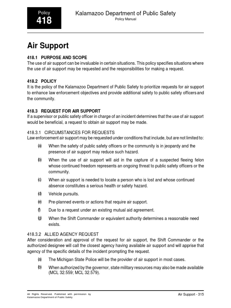 Air Support: Kalamazoo Department of Public Safety | PDF