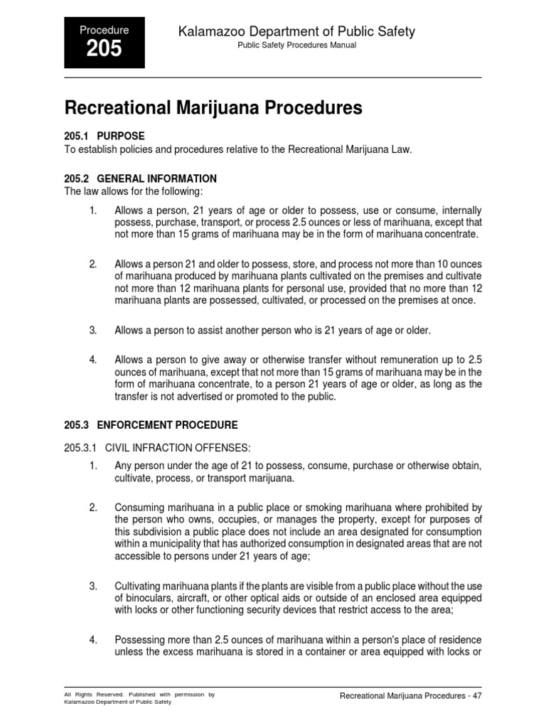 Recreational Marijuana Procedures: Kalamazoo Department of Public ...