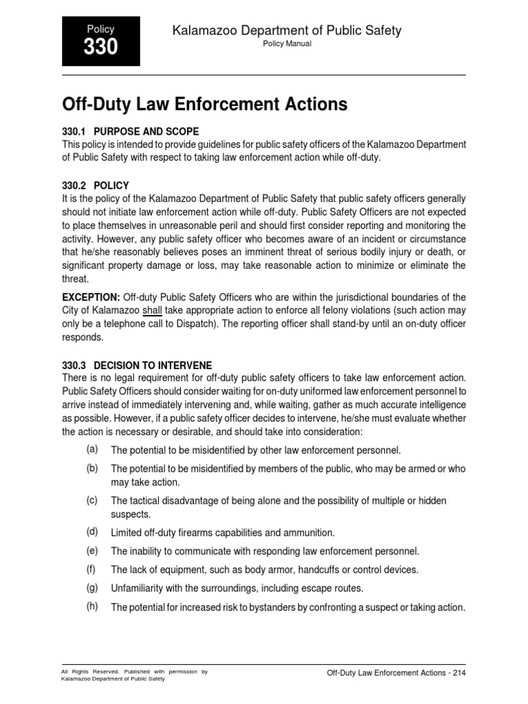 330-Off Duty Law Enforcement Actions PDF | PDF | Dispatcher | Law ...