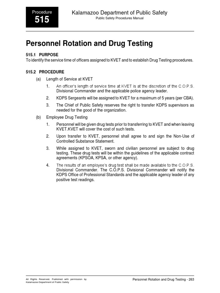 Personnel Rotation and Drug Testing PDF | PDF