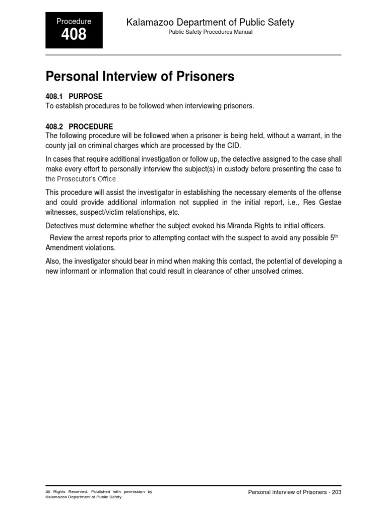 Personal Interview of Prisoners PDF | PDF