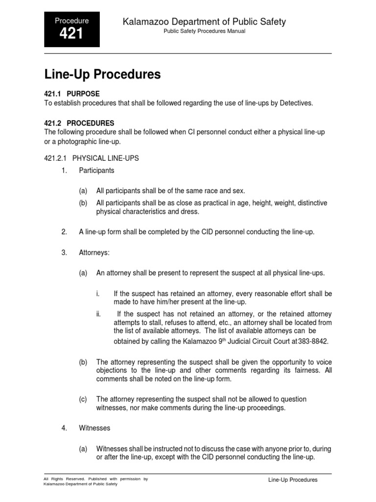 Line-Up Procedures PDF | PDF | Witness | Judiciaries