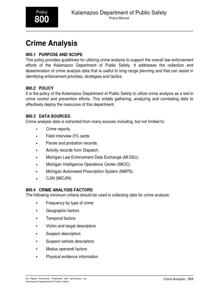 Crime Analysis: Kalamazoo Department of Public Safety | PDF | Crime ...