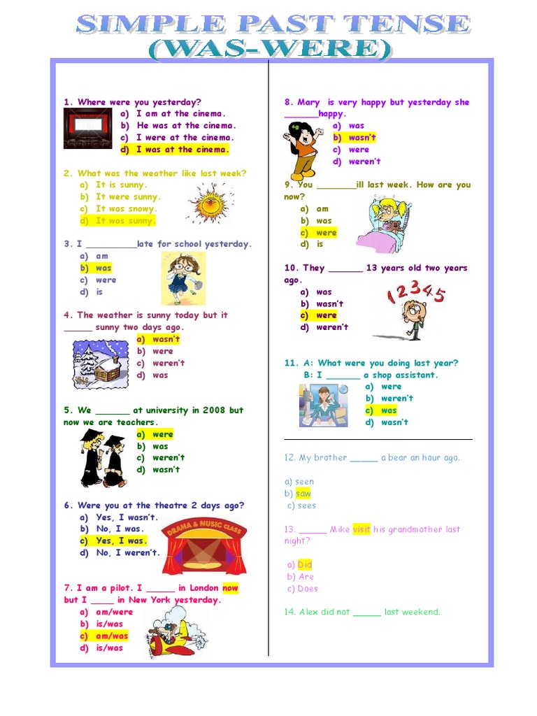 7º Ano - Exercício Simple Past
