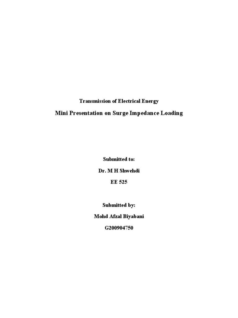 Surge Impedance Loading in Transmission Lines | PDF | Electrical ...