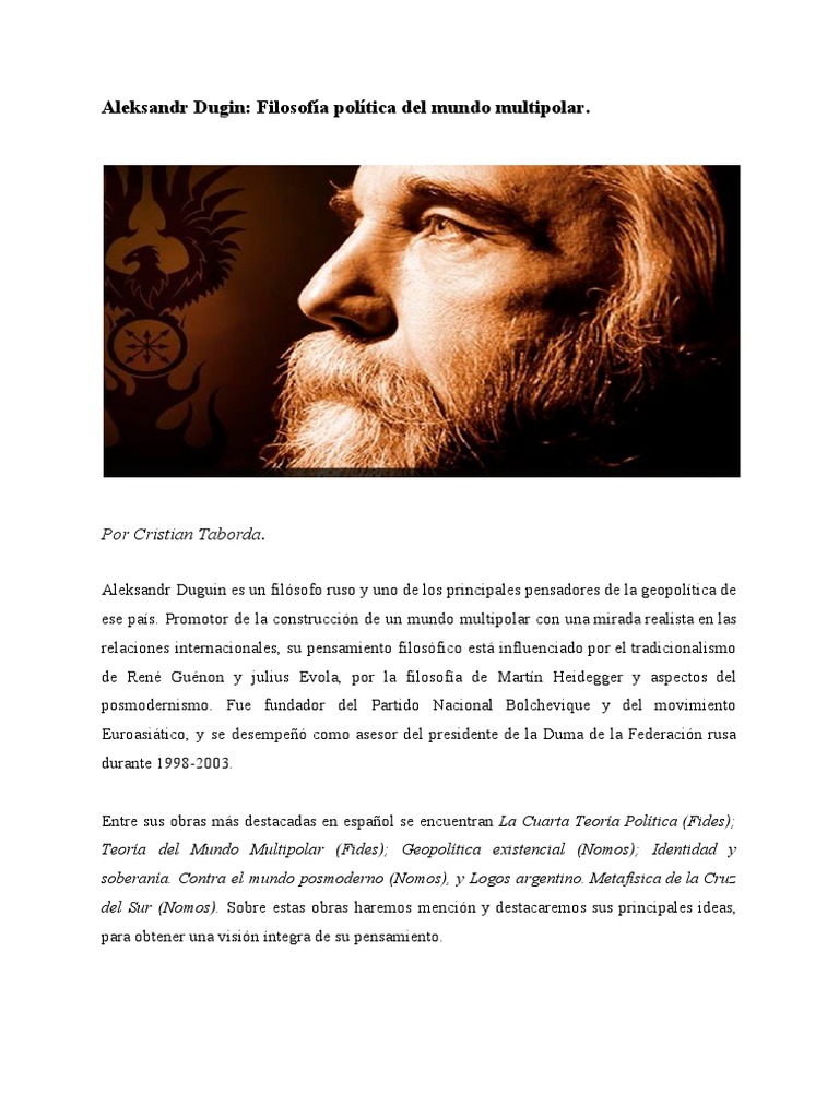 Aleksandr Dugin: Filosofía política del mundo multipolar | PDF ...