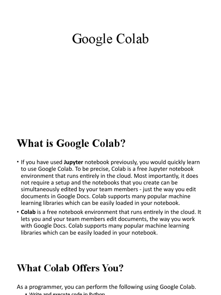Google Colab | PDF | Software | Computing