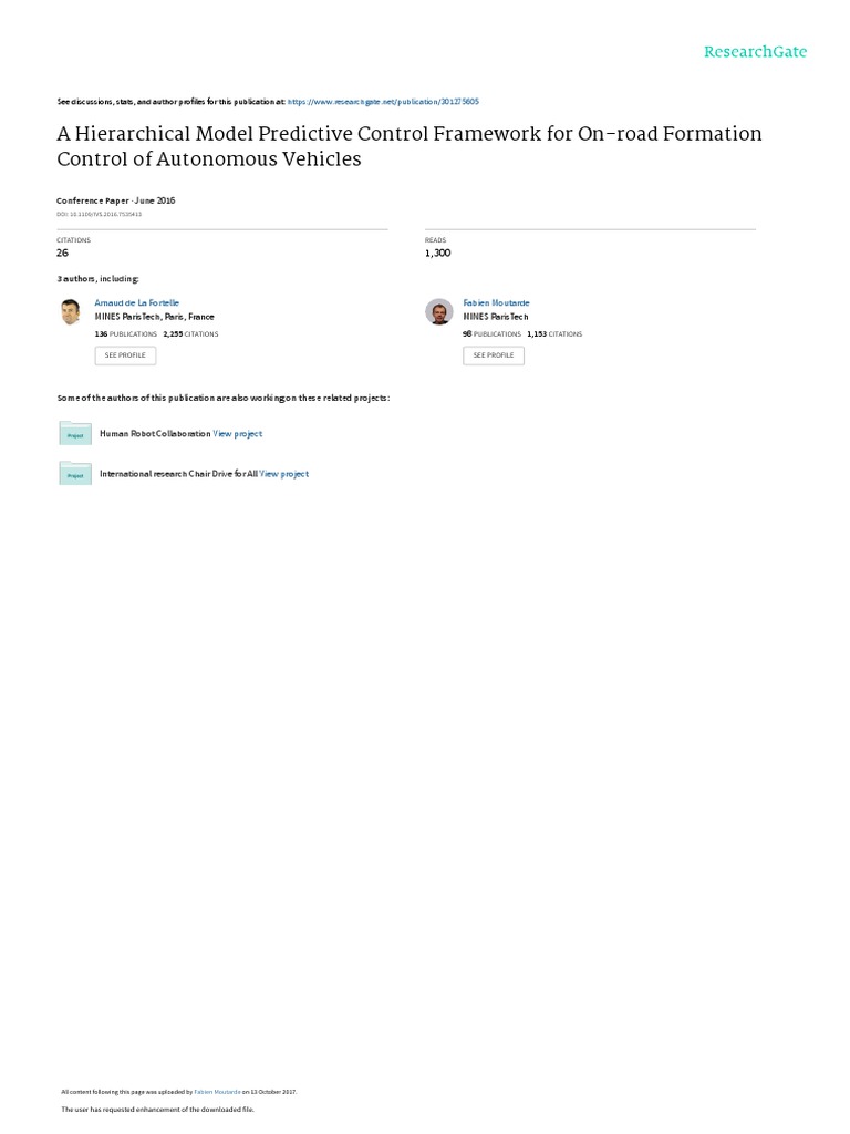 A Hierarchical Model Predictive Control Framework For On-Road Formation ...