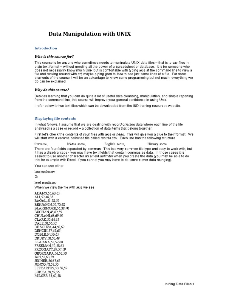 Unix Text Analysis | PDF | Comma Separated Values | Regular Expression Unix Text Analysis | PDF | Comma Separated Values | Regular Expression