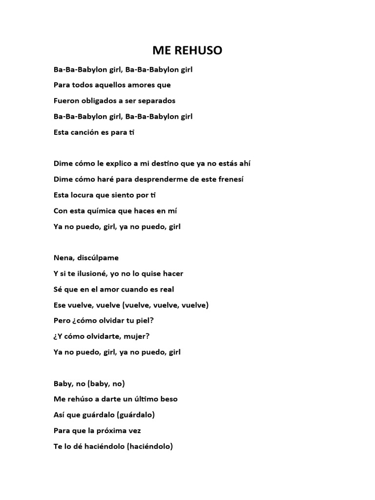 Me Rehuso Letra | PDF