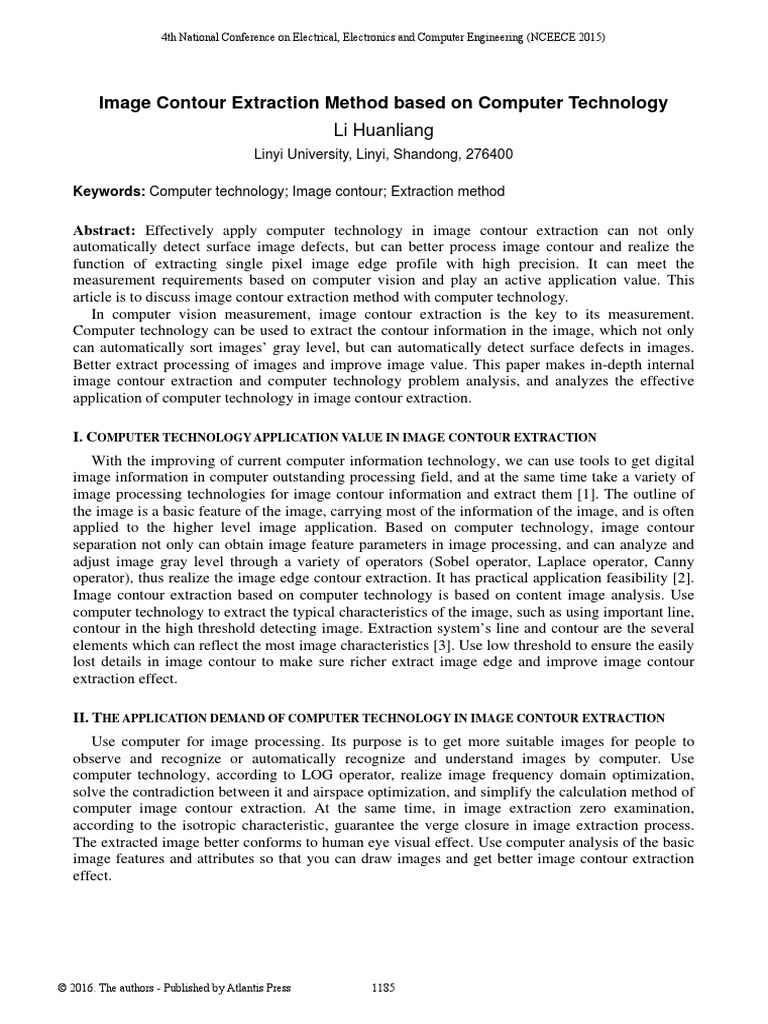 Image Contour Extraction Method Based On Computer Technology | PDF ...