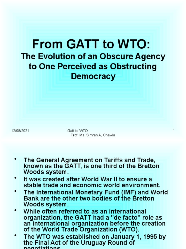 From Gatt To Wto | PDF | World Trade Organization | General Agreement ...