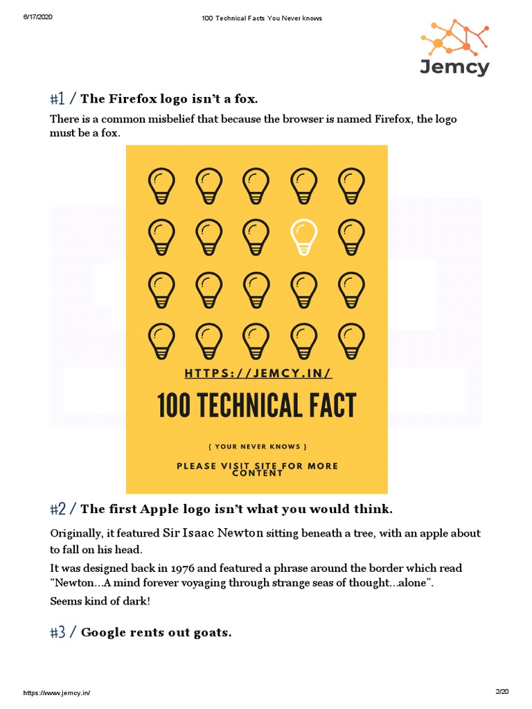 100 Technology Facts | PDF | Universal Product Code | Apple Inc.