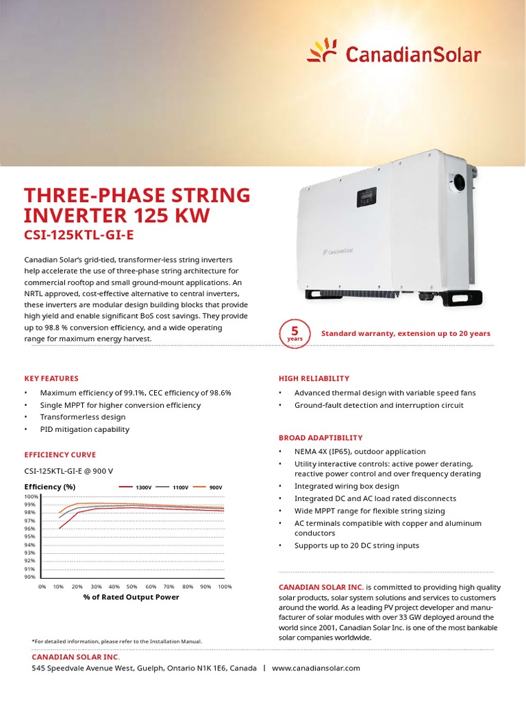Canadian-Solar Datasheet Inverter 125KW SEA PDF | PDF | Power Inverter ...