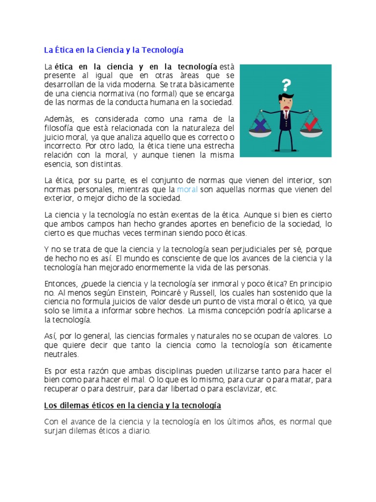 La Ética en La Ciencia y La Tecnología | PDF | Moralidad | Teorías ...