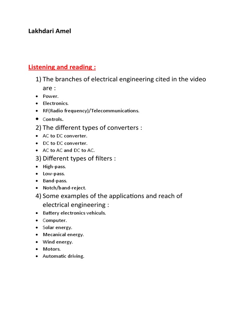 Lakhdari Amel: Listening and Reading | PDF | Radio Frequency | Electronics