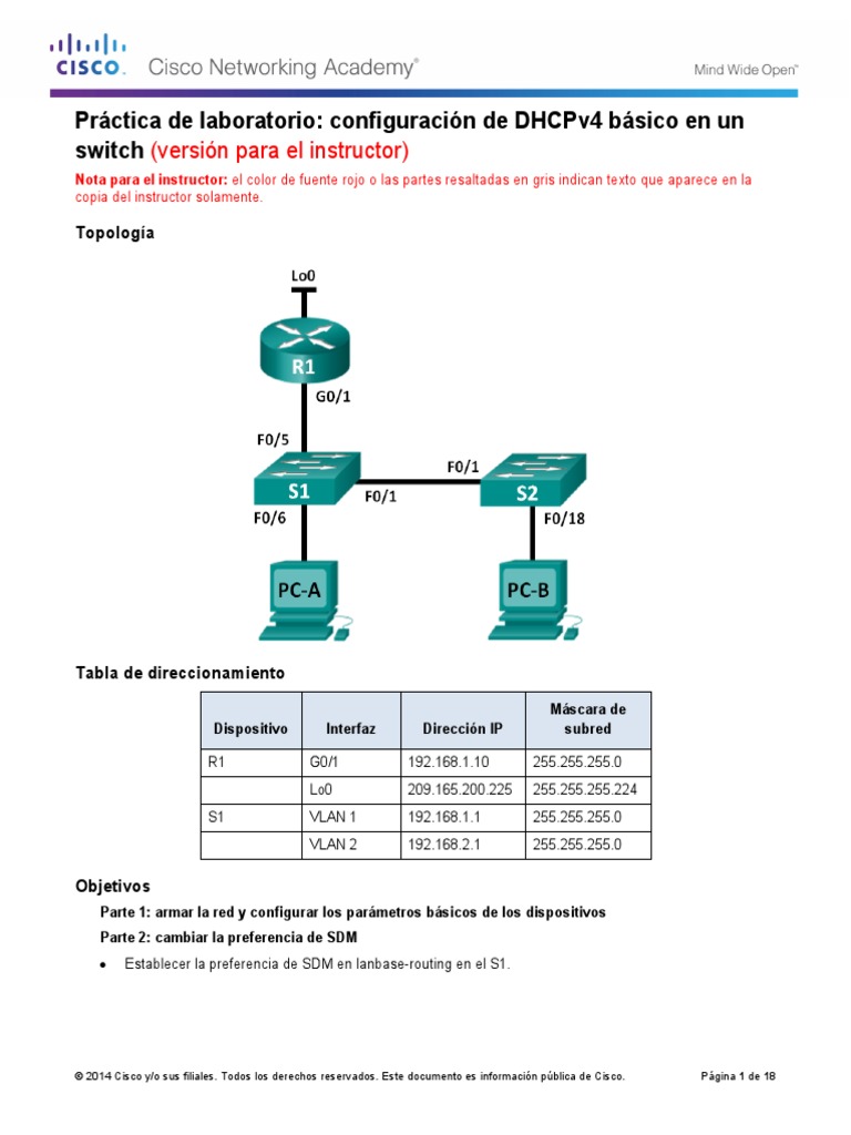 10.1.2.5 Lab - Configuring Basic DHCPv4 On A Switch - ILM | PDF | Dirección IP | Conmutador de red