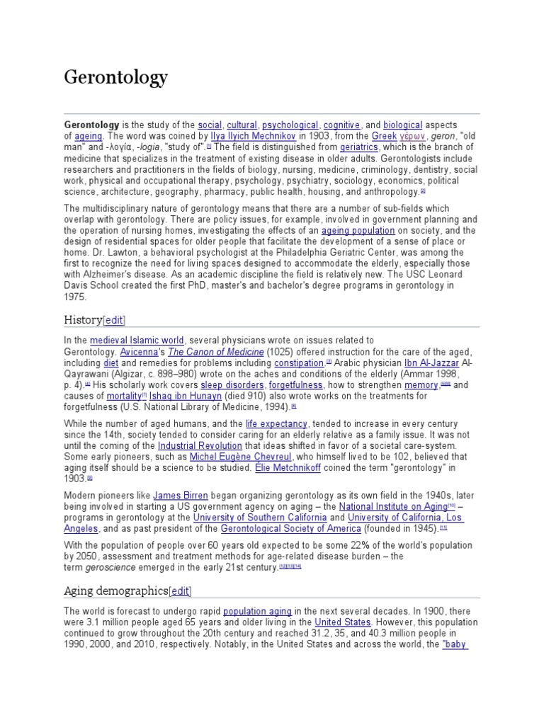Gerontology | PDF | Gerontology | Medicine