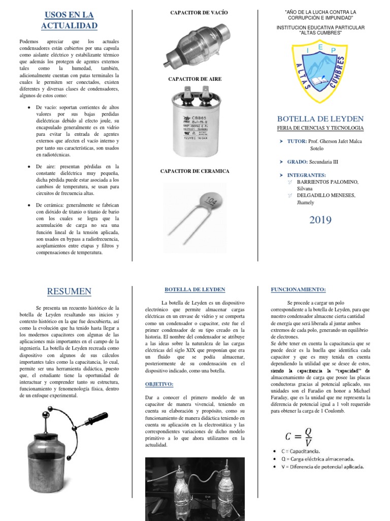 Triptico Botella Leyden | PDF | Condensador | Electromagnetismo