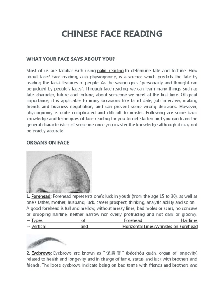Chinese Face Reading | PDF | Forehead | Ear