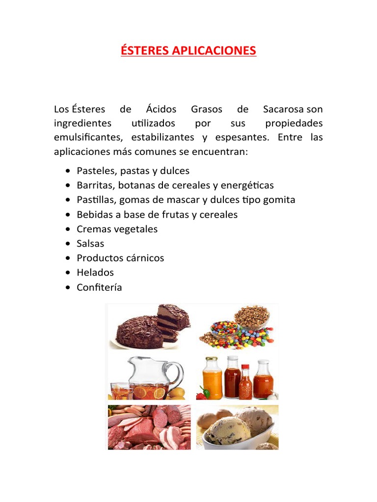 Ésteres Aplicaciones | PDF | Cocina, comidas y vino | Salud y bienestar