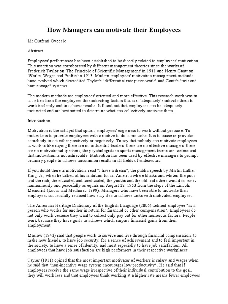 How Managers Can Motivate Their Employees | PDF | Motivational | Motivation