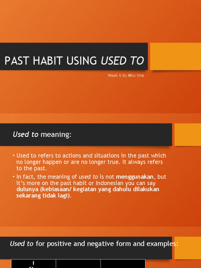 Past Habit Using Used To | PDF