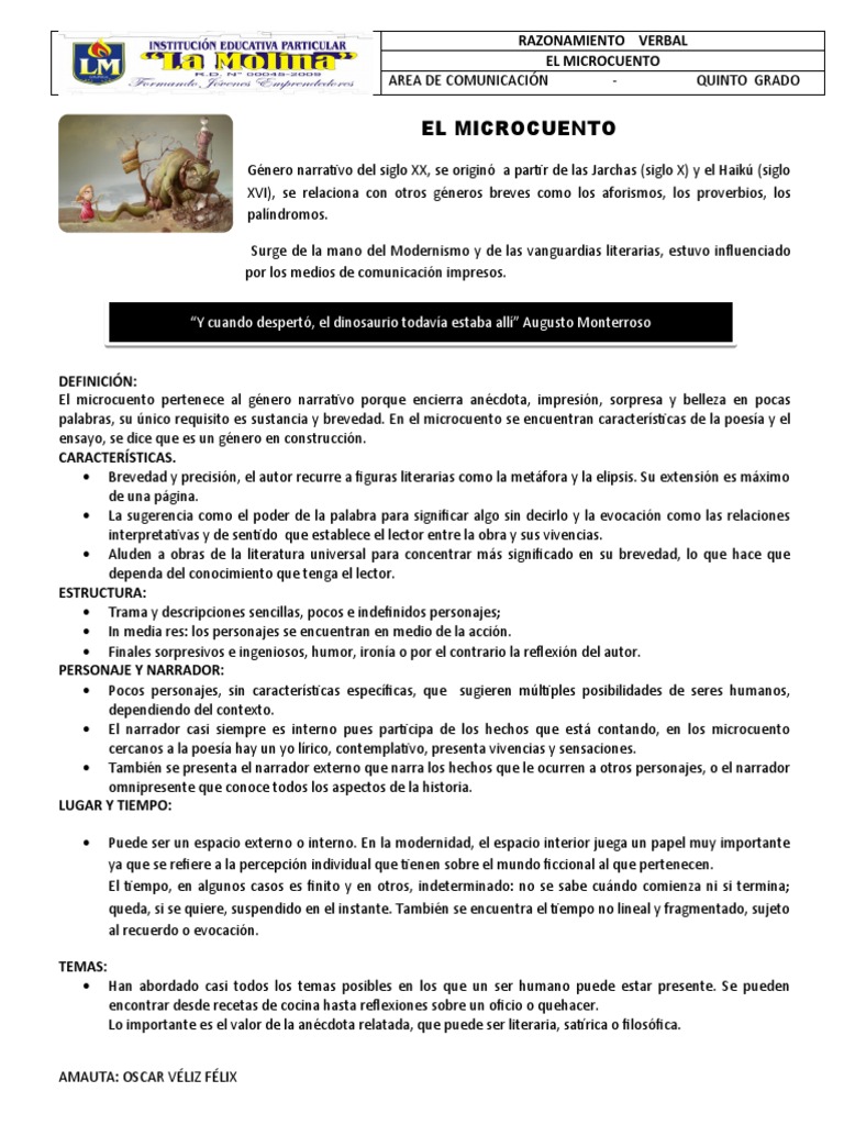 El Microcuento 5 Grado | PDF | Narrativa
