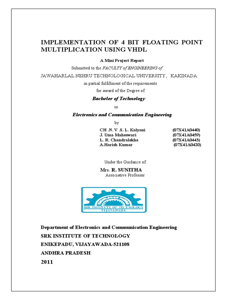 Implementation of 4 Bit Floating Point Multiplication Using VHDL | PDF | Rounding | Elementary ...