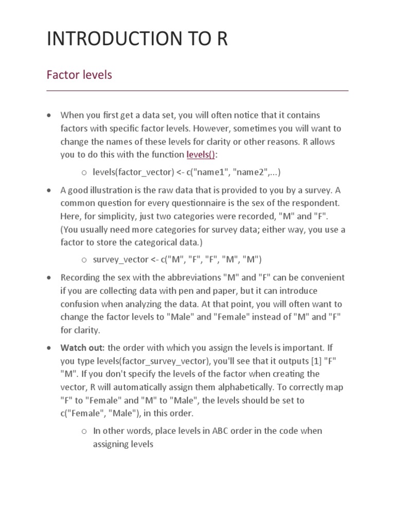 Introduction To R Notes | PDF