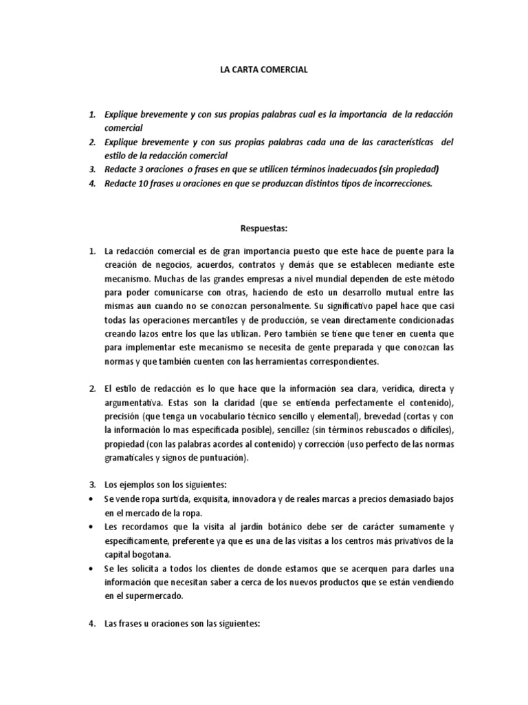 La Carta Comercial Trabajo | PDF | Science | Ciencia y Tecnología