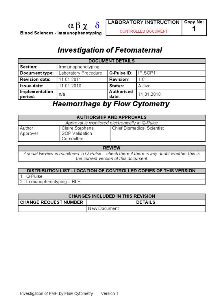 Investigation of FMH by Flow Cytometry | PDF | Body Fluids | Clinical ...