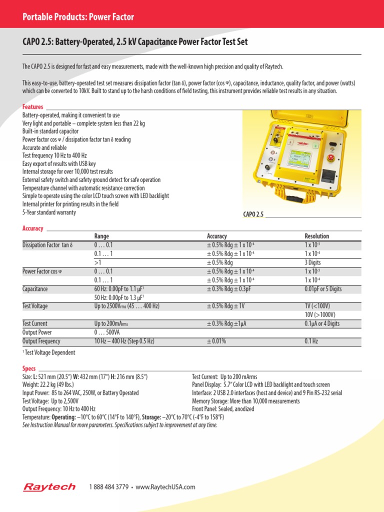 Portable Products: Power Factor: CAPO 2.5: Battery-Operated, 2.5 KV ...
