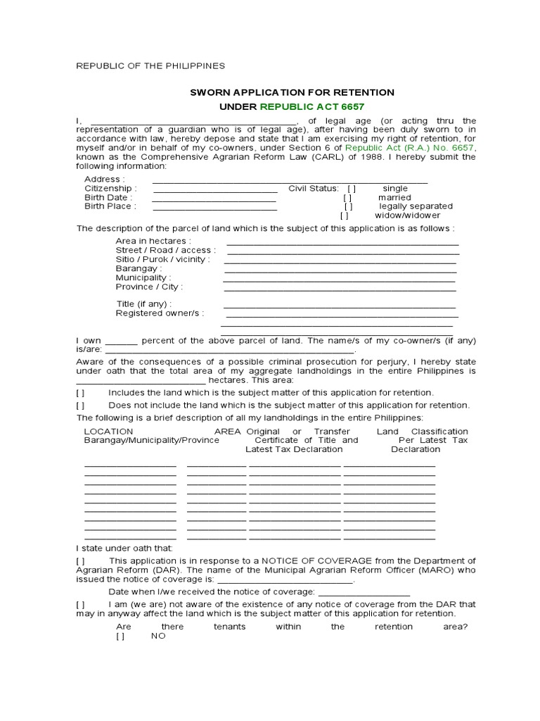 Retention Form | PDF | Perjury | Public Sphere