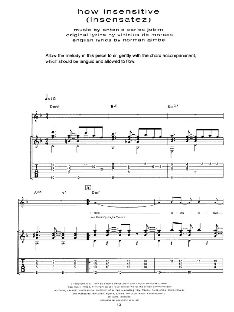 Fingerstyle Jobim! - Insensatez - How Insensitive | PDF | Popular Music ...