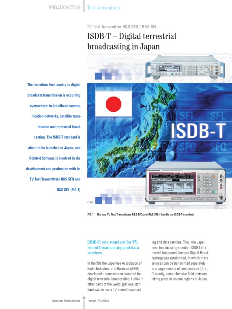 ISDB-T - Digital Terrestrial Broadcasting in Japan: TV Test Transmitter ...