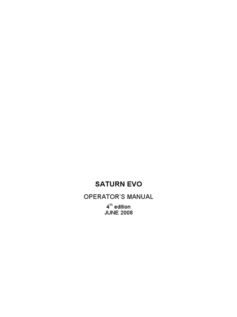 Saturn Evo Operators Manual 4th Edition 2008 PDF | PDF | Breathing | Calibration