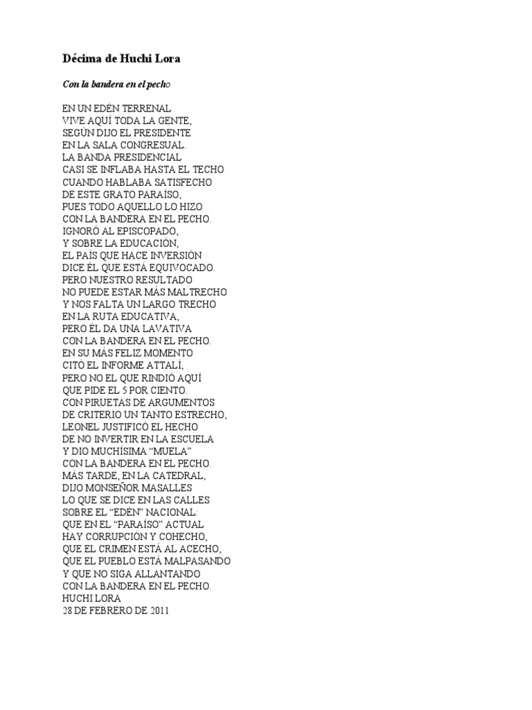 Décima de Huchi Lora | PDF | Religión y espiritualidad