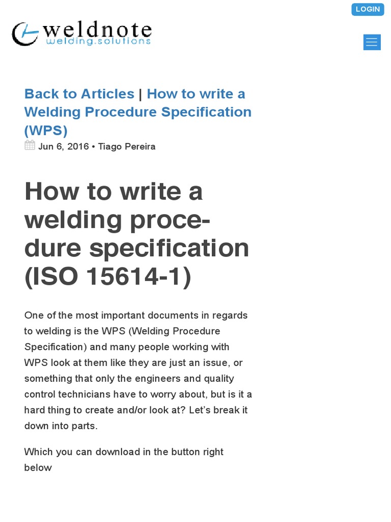 How To Write A Welding Procedure Specification (WPS) PDF | PDF